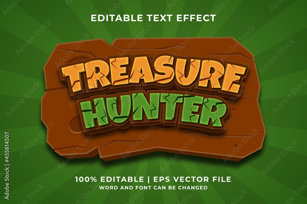 Editable text effect - Treasure Hunter 3d template style premium vector ...