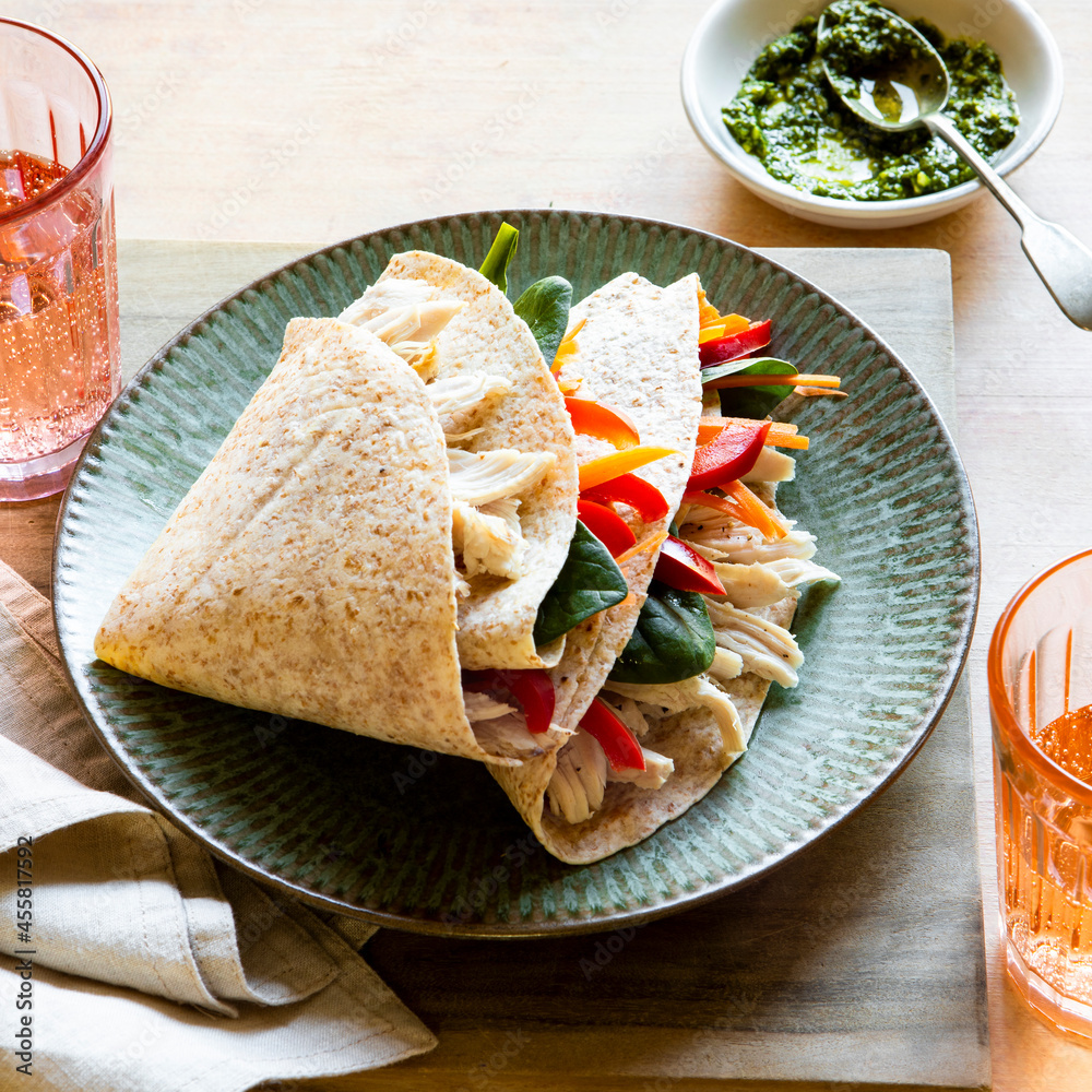 Chicken Tortilla wrap Stock Photo | Adobe Stock