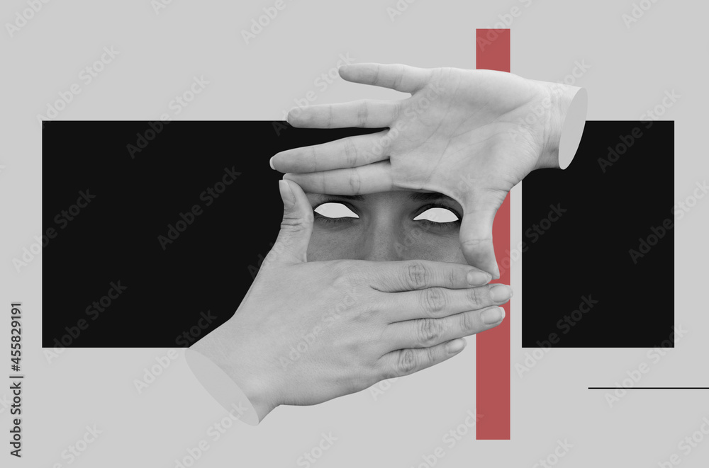 Hands And Part Of Face Stock Photo | Adobe Stock