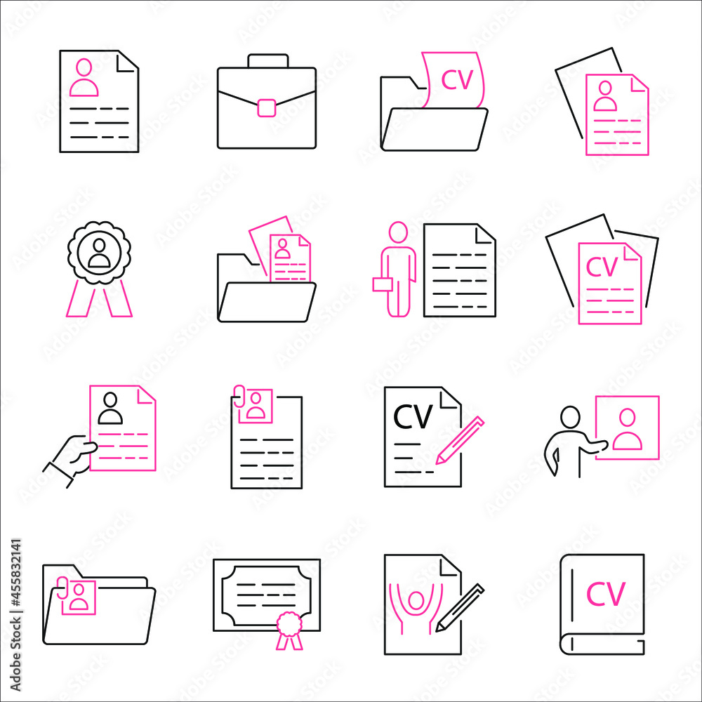 CV and Resume and Self Presentation icons set. CV and Resume and Self ...