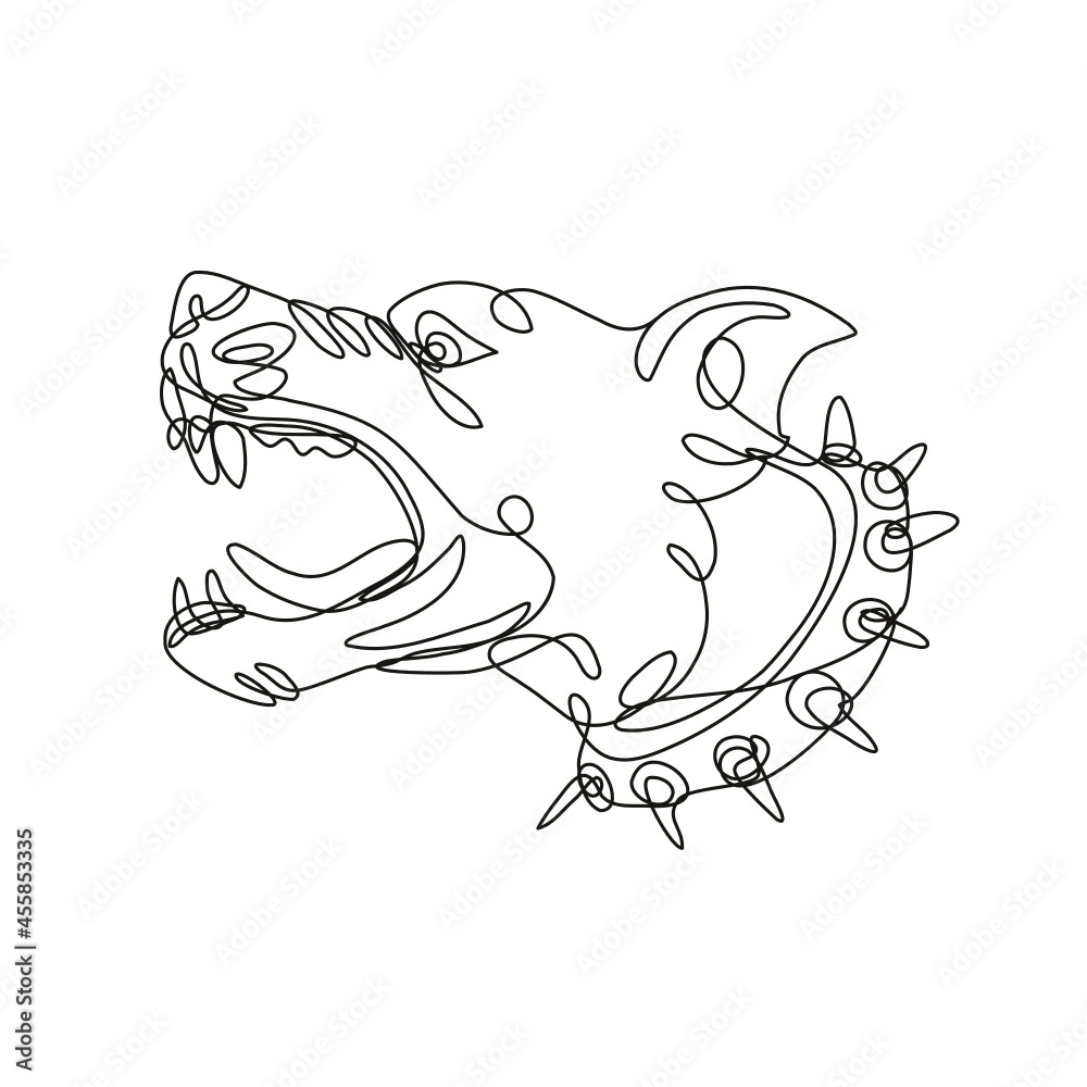 Continuous line drawing illustration of an angry American pitbull ...