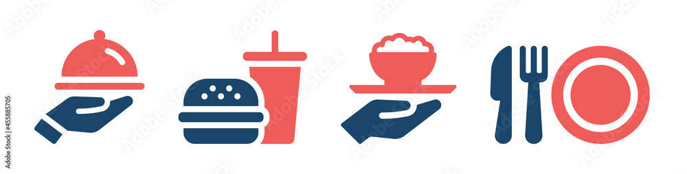 Food icons set. Restaurant service icon collection isolated on white ...