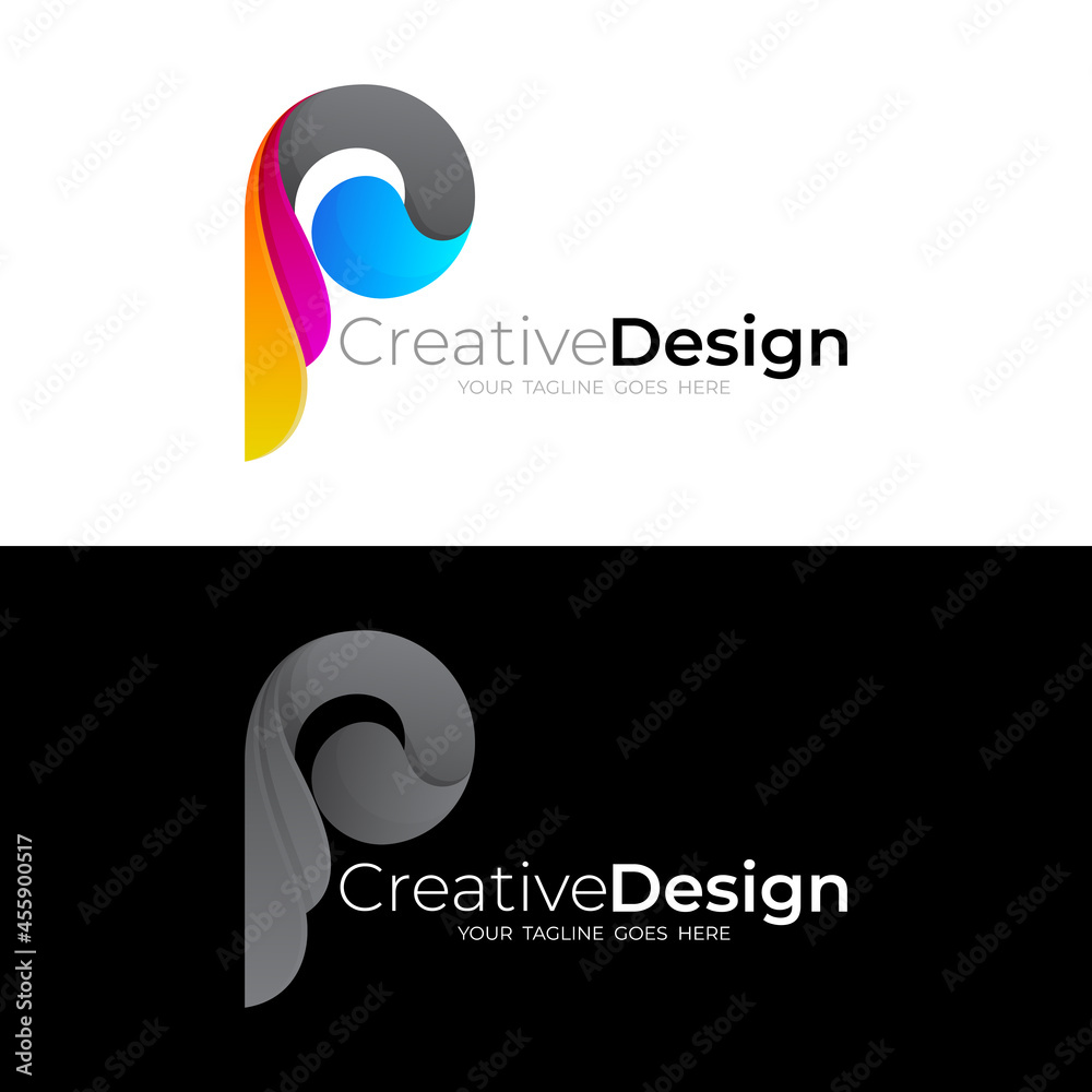 Letter P logos, P logo with colorful design Stock Vector | Adobe Stock