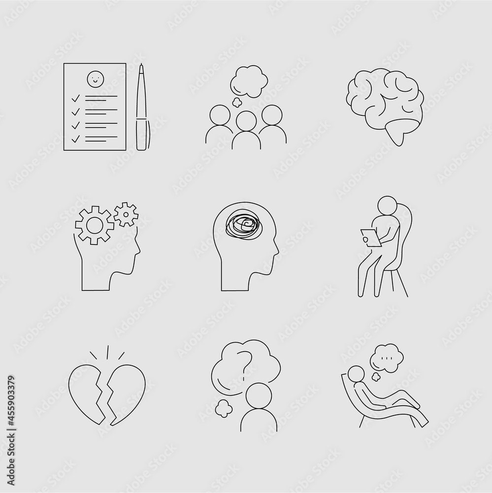 Psychotherapy and psychology line icon set. Simple thin outline ...