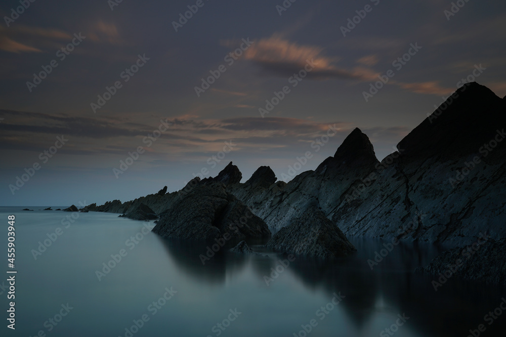 Fotka „long exposure of the Rock formations at St Monans, Fife ...