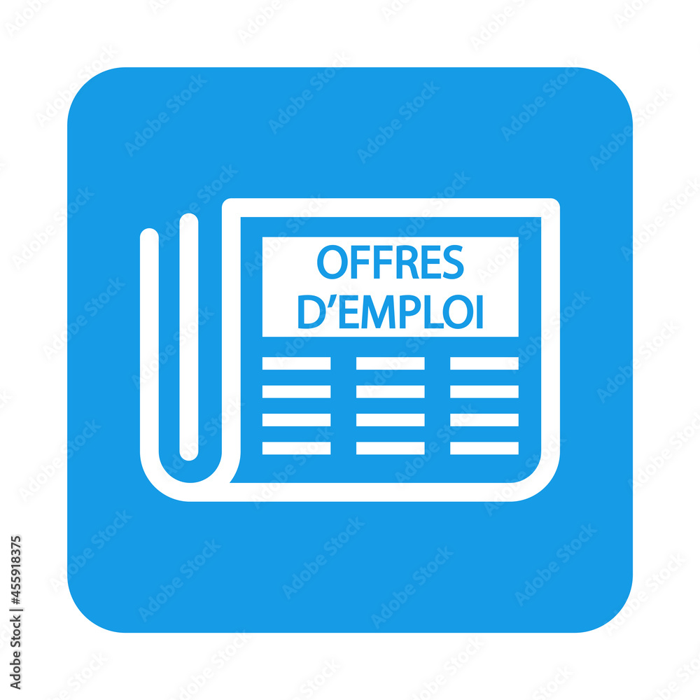 Logotipo con texto OFFRES D'EMPLOI en francés con silueta de periódico ...