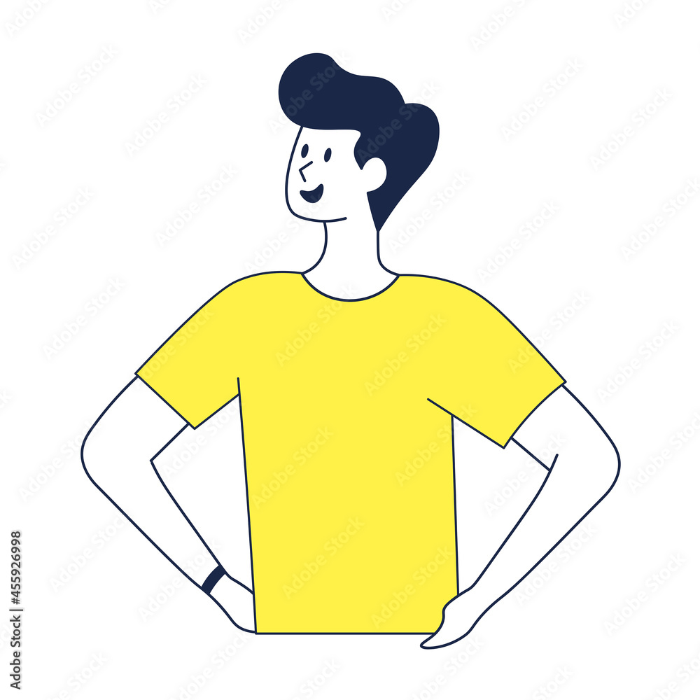 Vector Happy Male Character Looking Up - Amazing vector flat ...