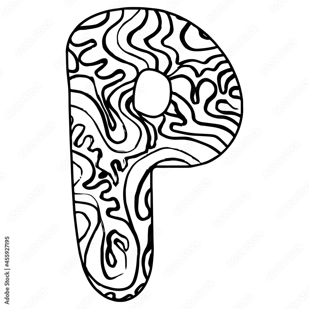 Vetor do Stock: Zentangle stylized alphabet - letter P. vector ...