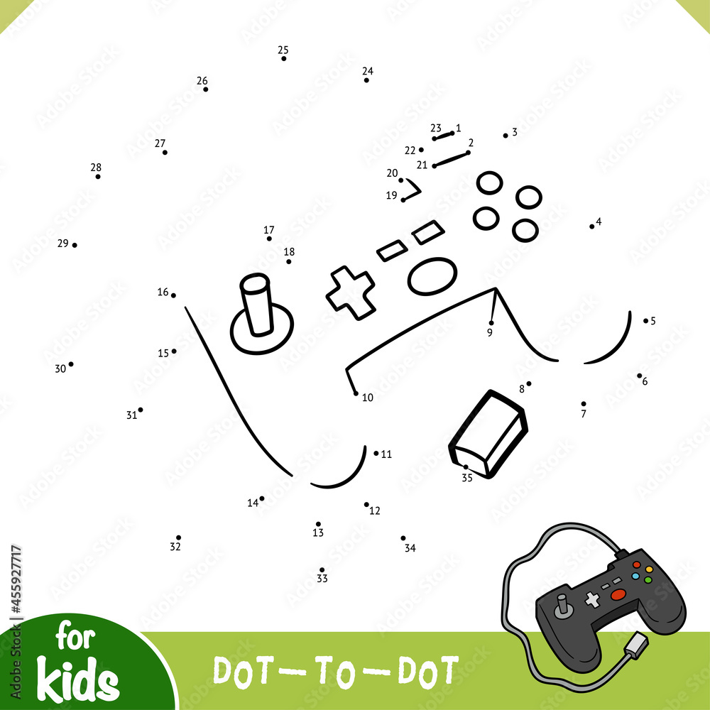 Vetor de Numbers game, education dot to dot game for kids, Joystick do ...