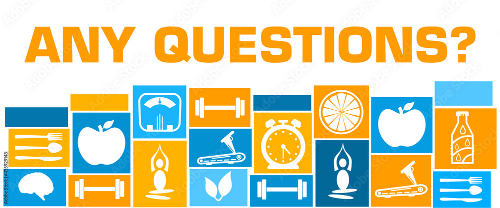 Any Questions Blue Orange Health Symbols Grid Top Text Stock ...