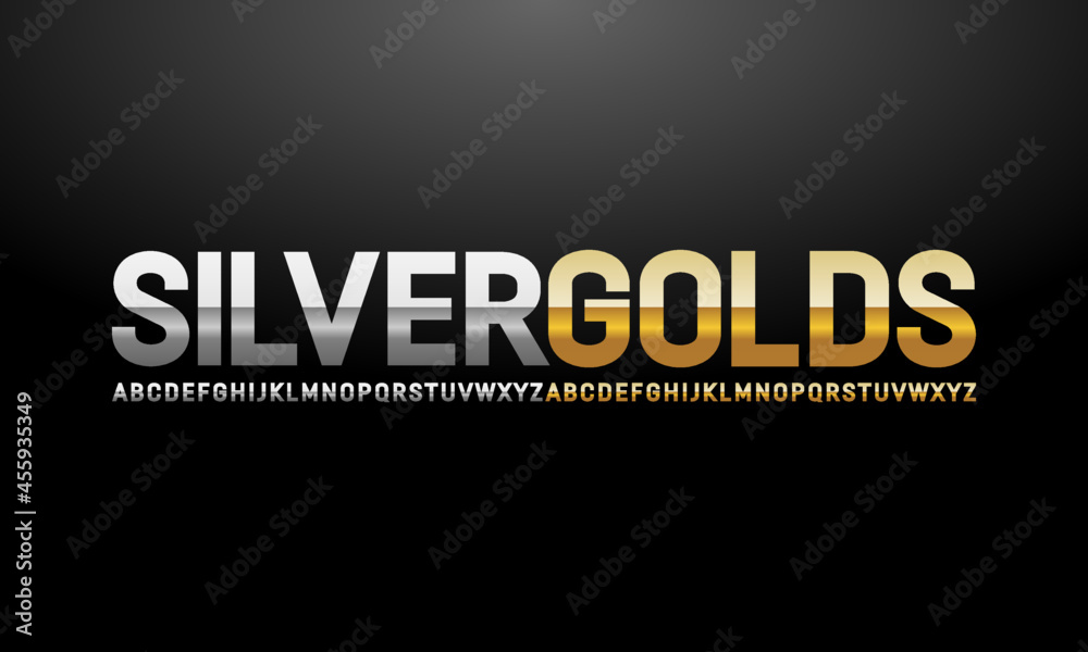 Elegant Golden Font and Silver font . Typography style fonts for ...