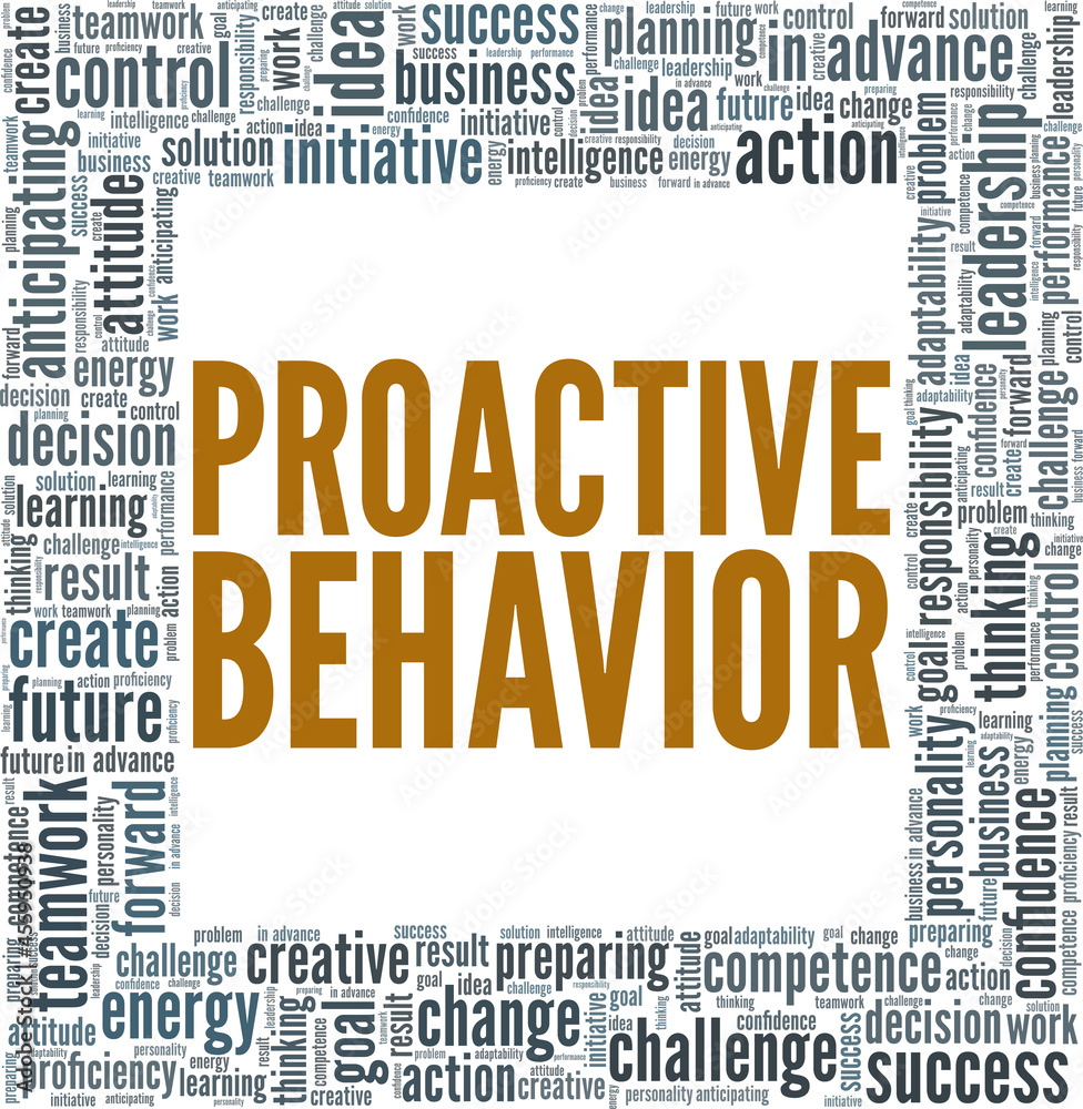 Proactive Behavior vector illustration word cloud isolated on a white ...