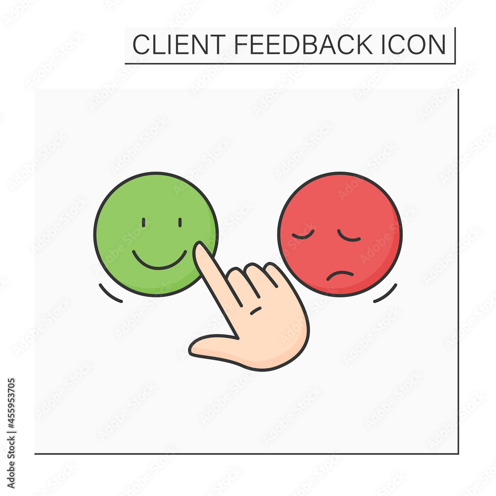 Consumer survey color icon. Hand choice multiple option answer ...