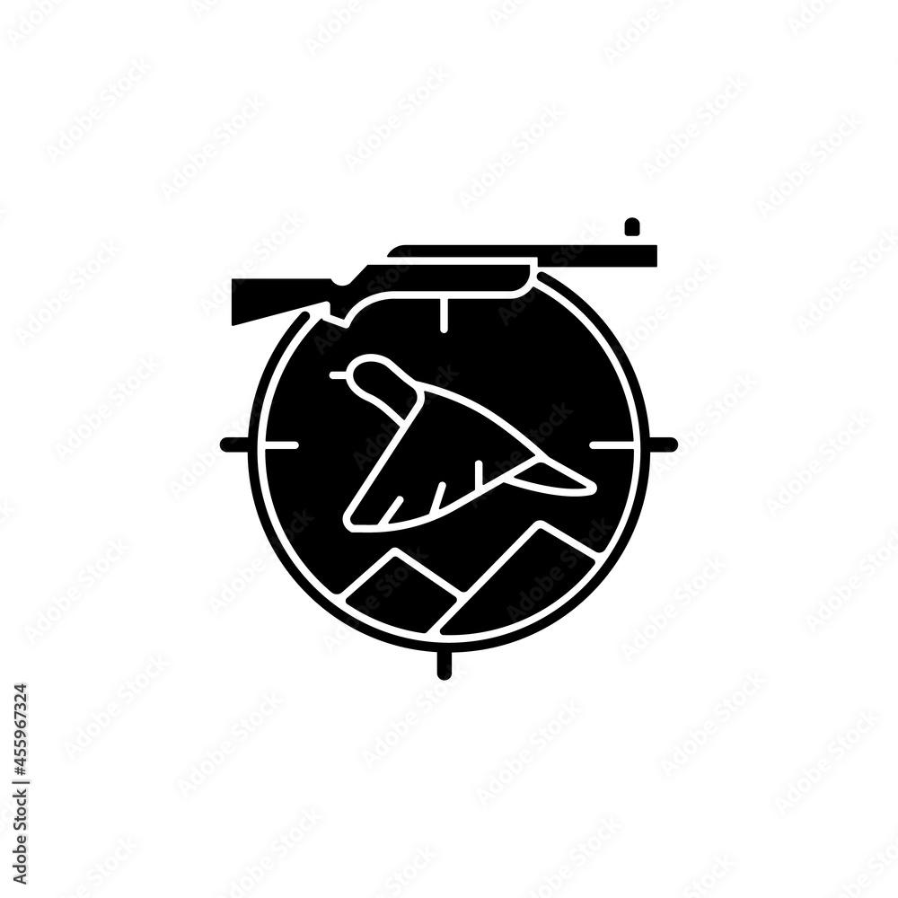 Upland hunting black glyph icon. Wingshooting. Terrestrial birds ...