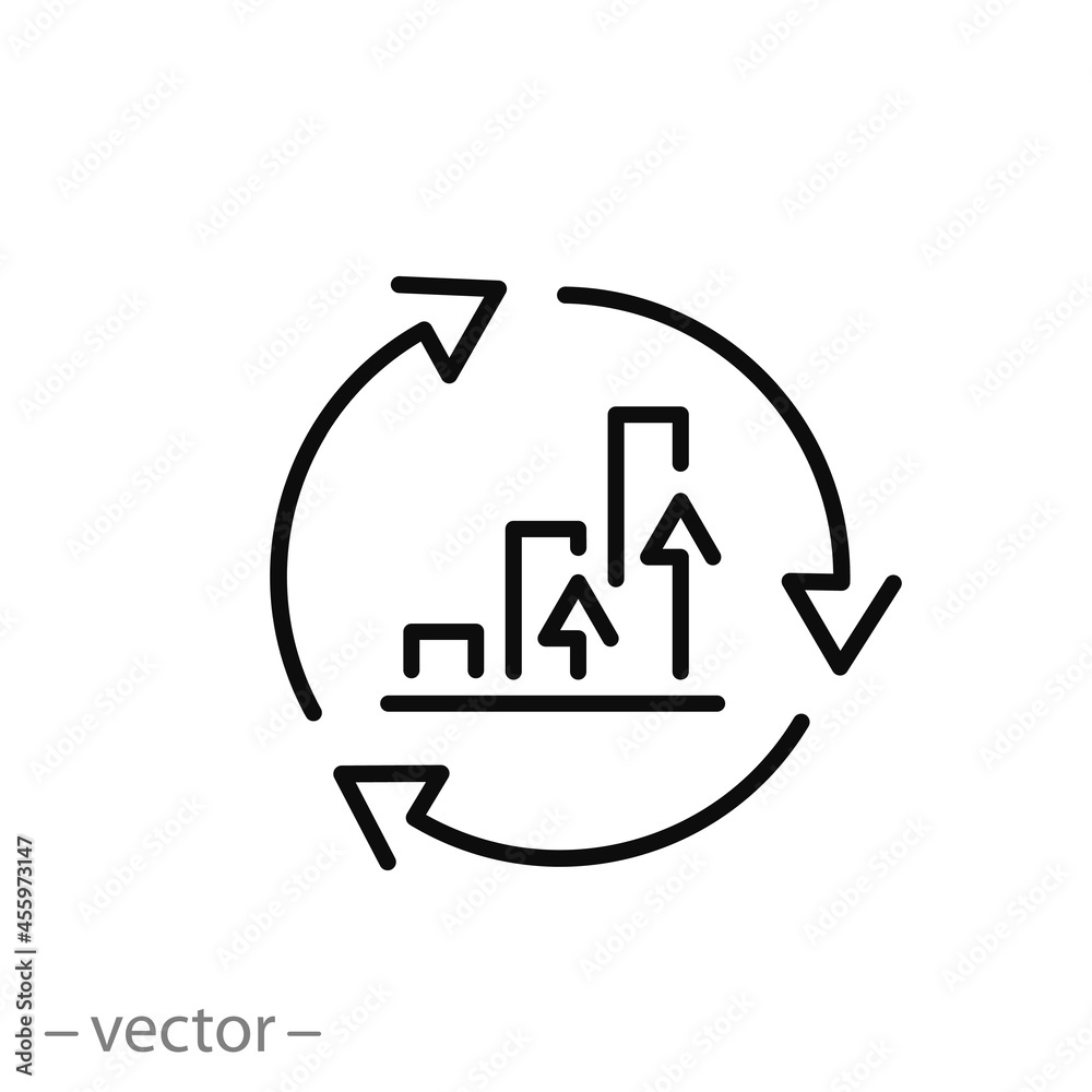 data continuous analysis icon, visualization infographic, improvement ...