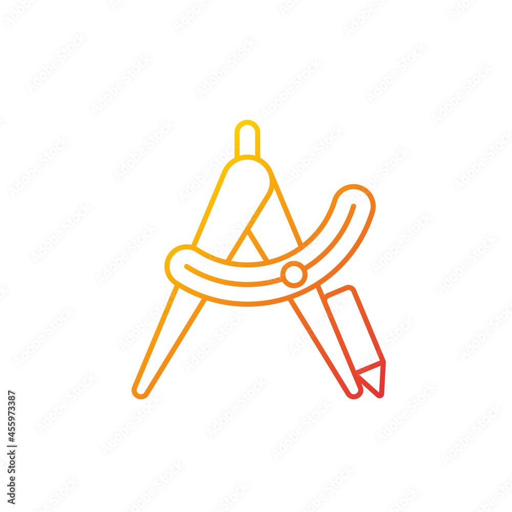 Compass tool gradient linear vector icon. Drafting instrument ...