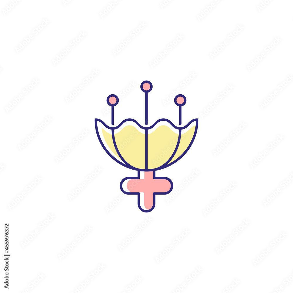 Gender symbol for female RGB color icon. Triple moon sign. Flower ...
