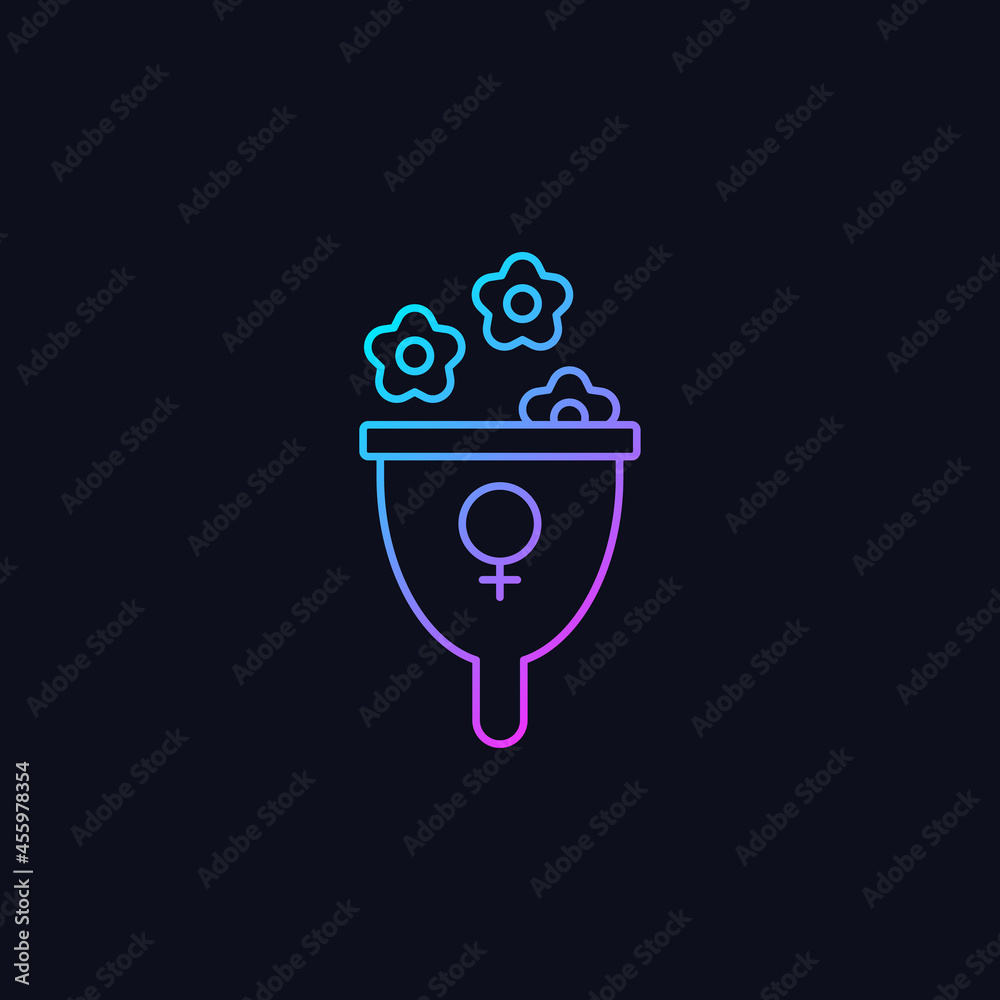 Femininity symbol gradient vector icon for dark theme. Represent female ...