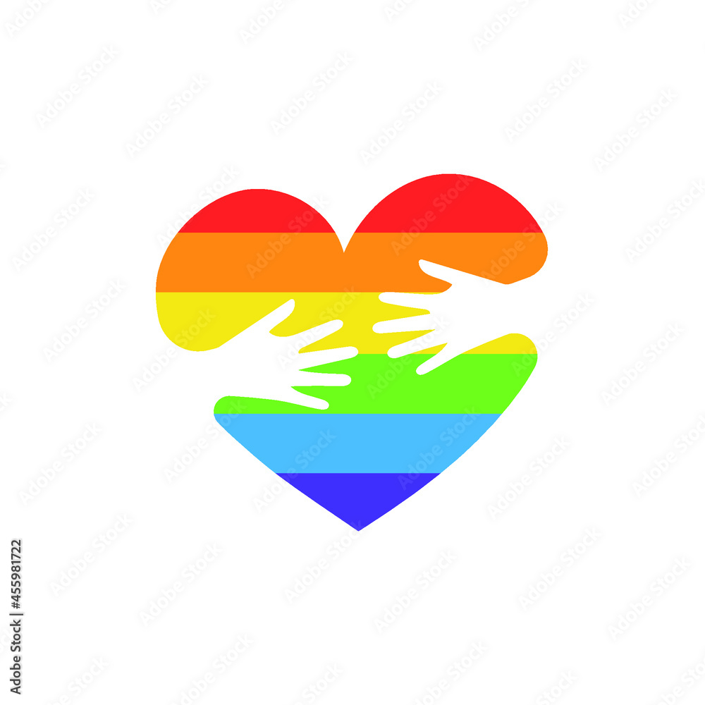 Vector LGBTQA logo symbol. Pride flag background. Icon for gay, lesbian ...