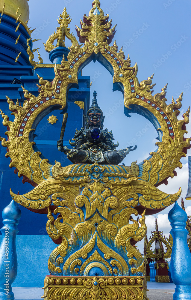 Sculpture of Golden Buddha from Wat Rong Suer Ten, also known as Blue ...