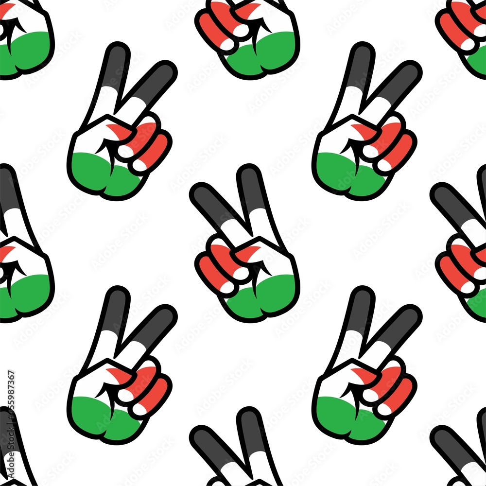 Gaza Strip flag in the form of a peace sign. Seamless background ...