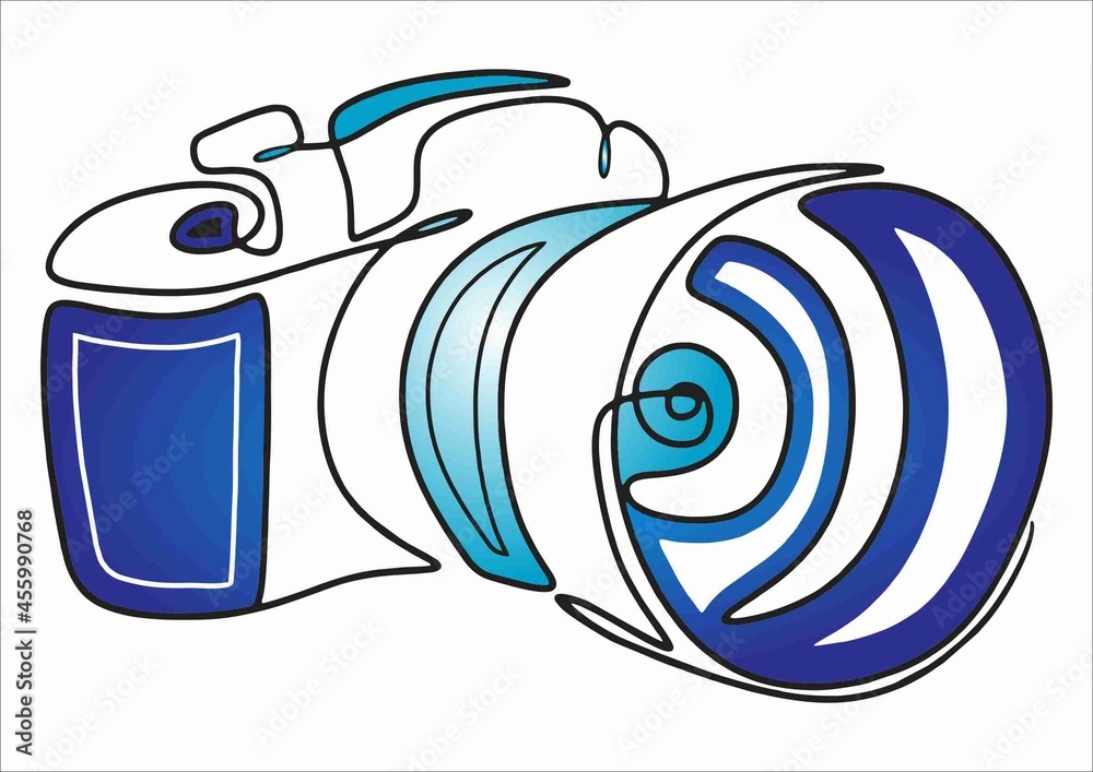 Digital Camera Sketch, vector set of professional camera with a lens ...