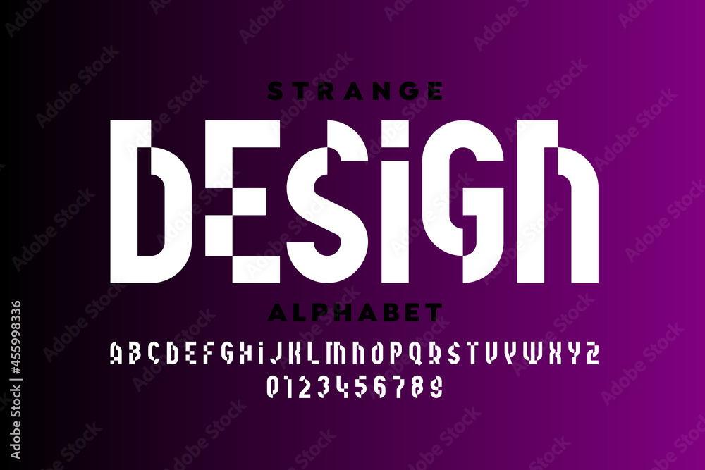 Strange modern style font design, alphabet letters and numbers vector ...