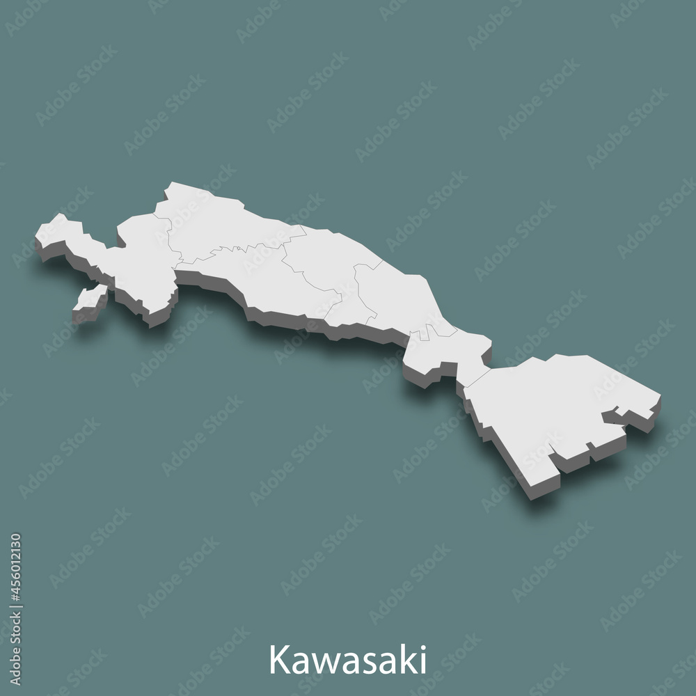 3d isometric map of Kawasaki is a city of Japan Stock Vector | Adobe Stock