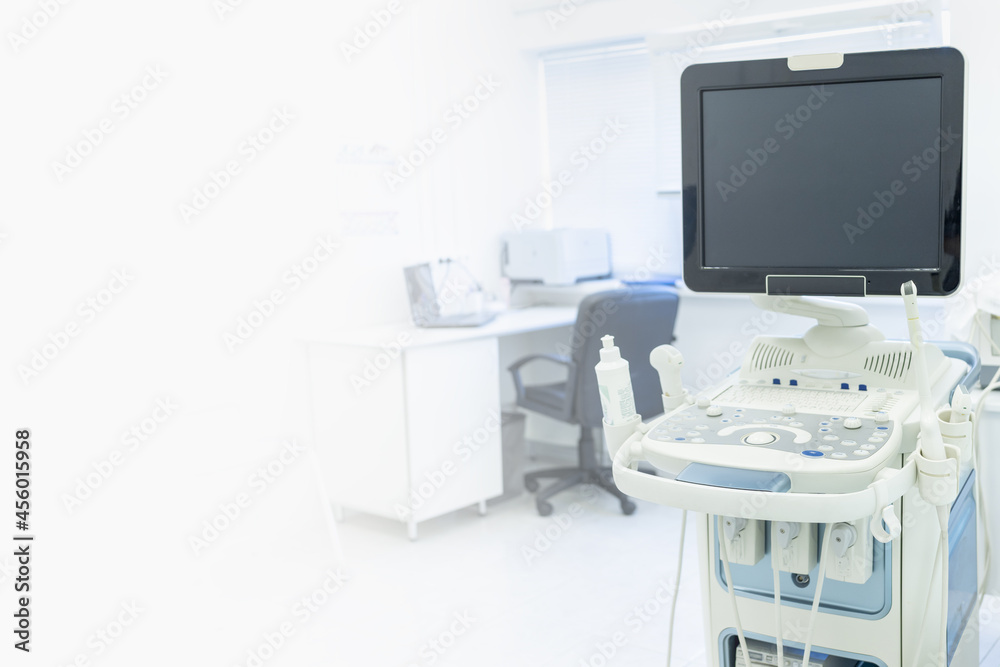 Equipment for ultrasound of pregnant women. Copy space. Monitoring of ...