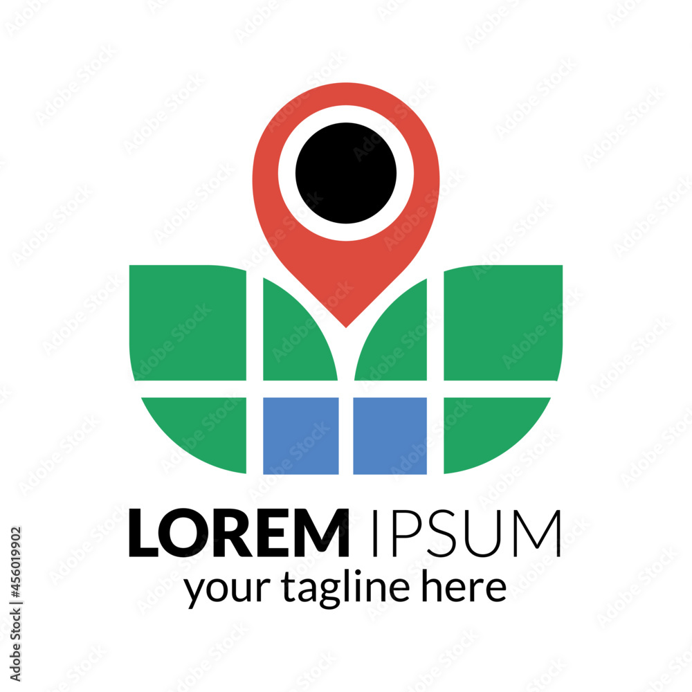 Simple map location pin abstract logo design for company Stock Vector ...