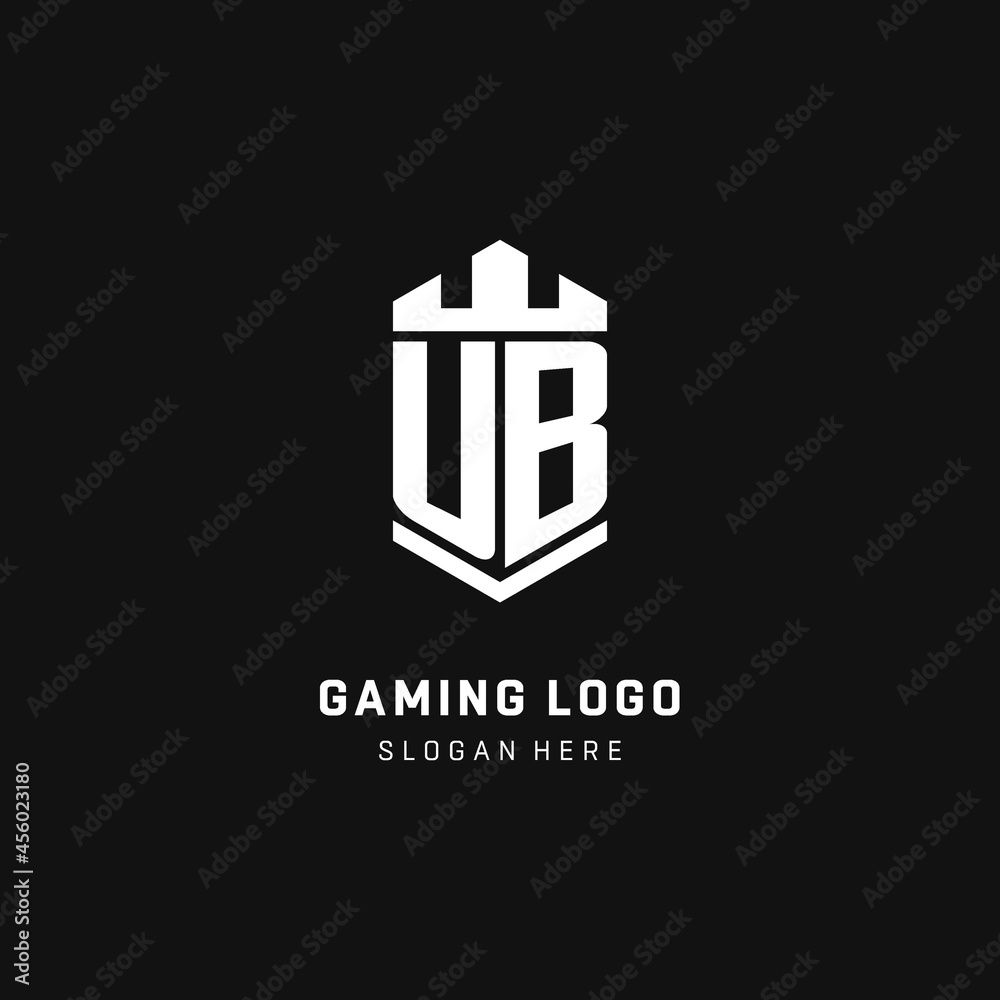 UB monogram logo initial with crown and shield guard shape style Stock ...