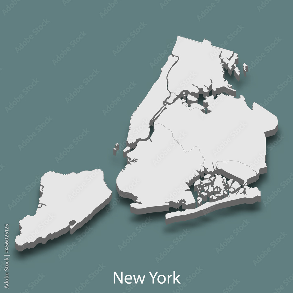 3d isometric map of New York is a city of United States Stock Vector ...