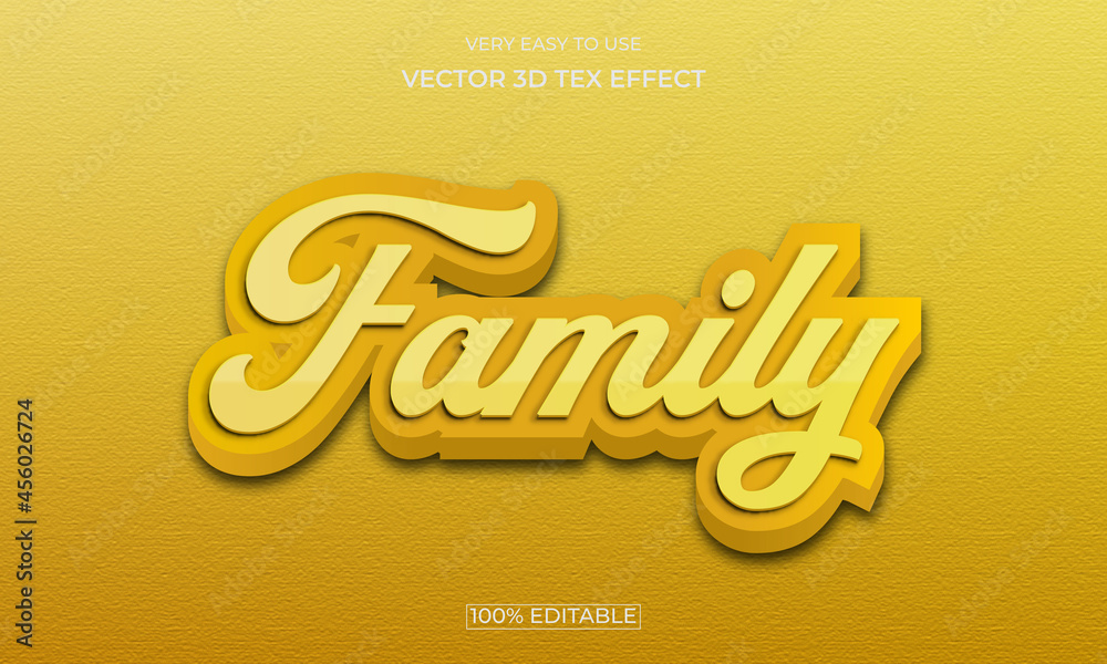 Family 3d text effect design. Family vector 3d text effect design. King ...