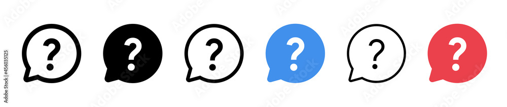 Question mark icon or button set. Question mark outline signs. Buttons ...