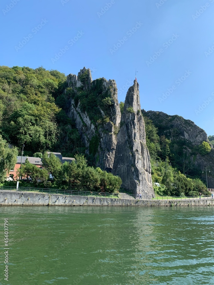 Rocher Bayard rock. Road goes in the middle of this step and tall rock ...