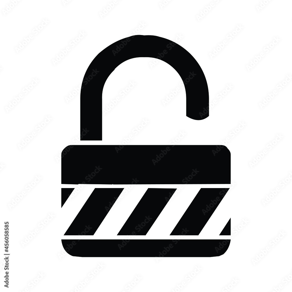 Padlock Open Icon Simple Black Vector Design Isolated on White ...