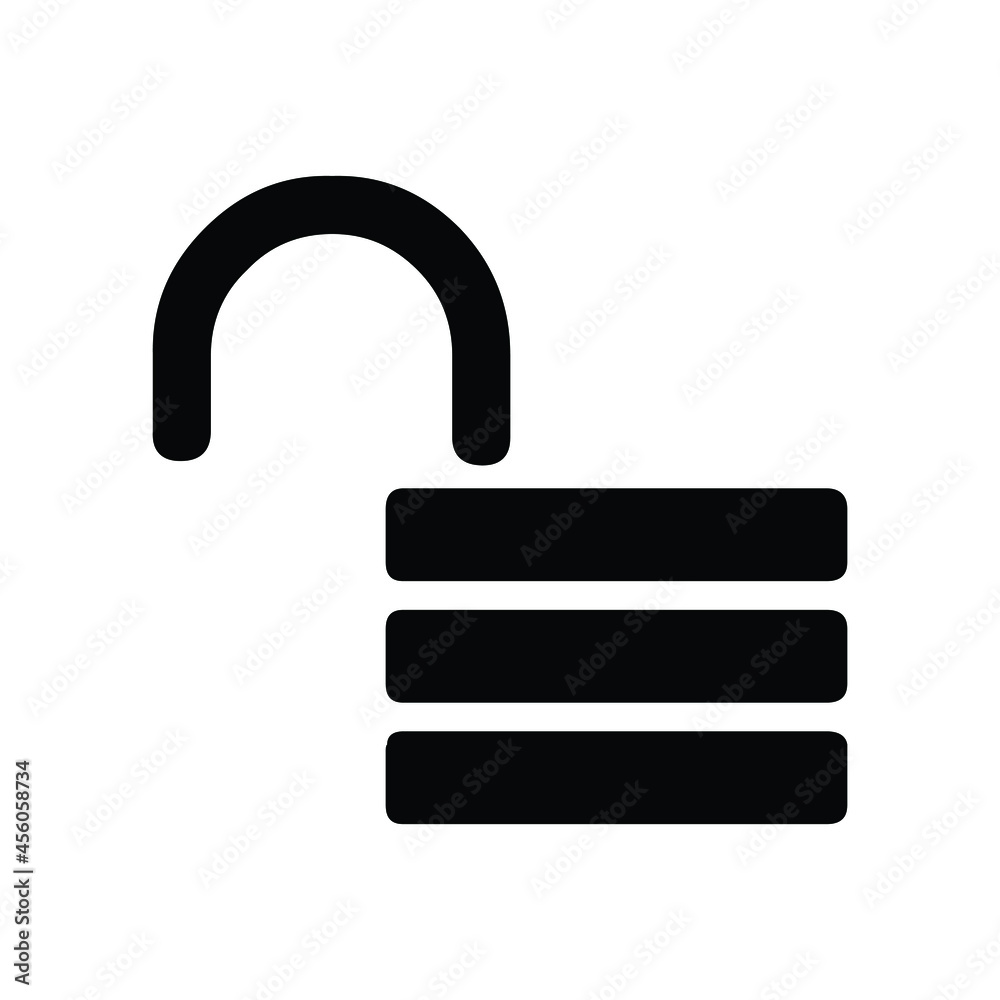 Padlock Open Icon Simple Black Vector Design Isolated on White ...