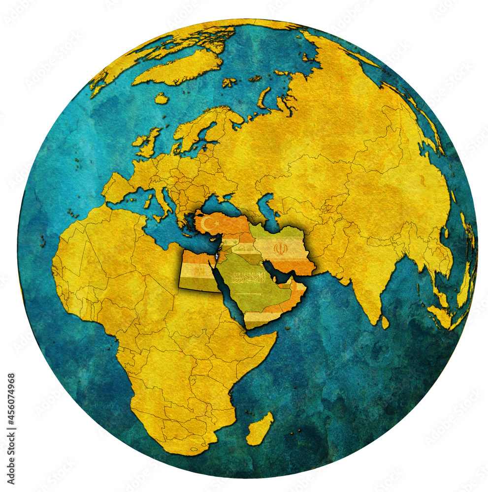 map of Israel territory located in middle east region with country ...