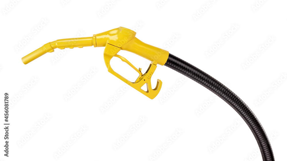 Gasoline pistol pump gun fuel nozzle with hose. Fueling concept photo ...