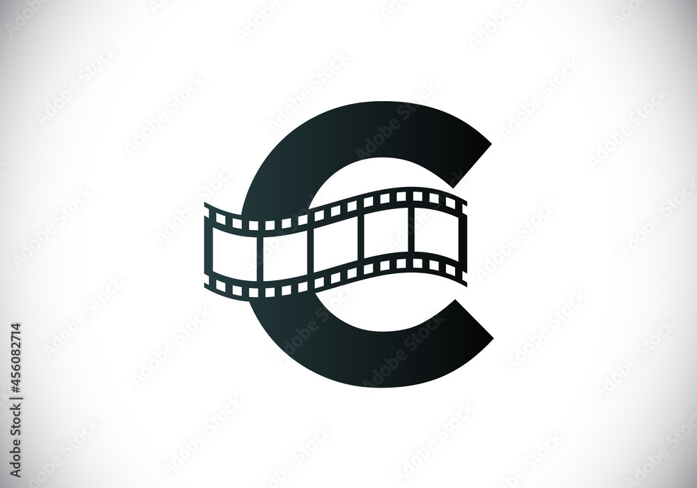 Initial C monogram alphabet incorporated with film reel. Video and ...