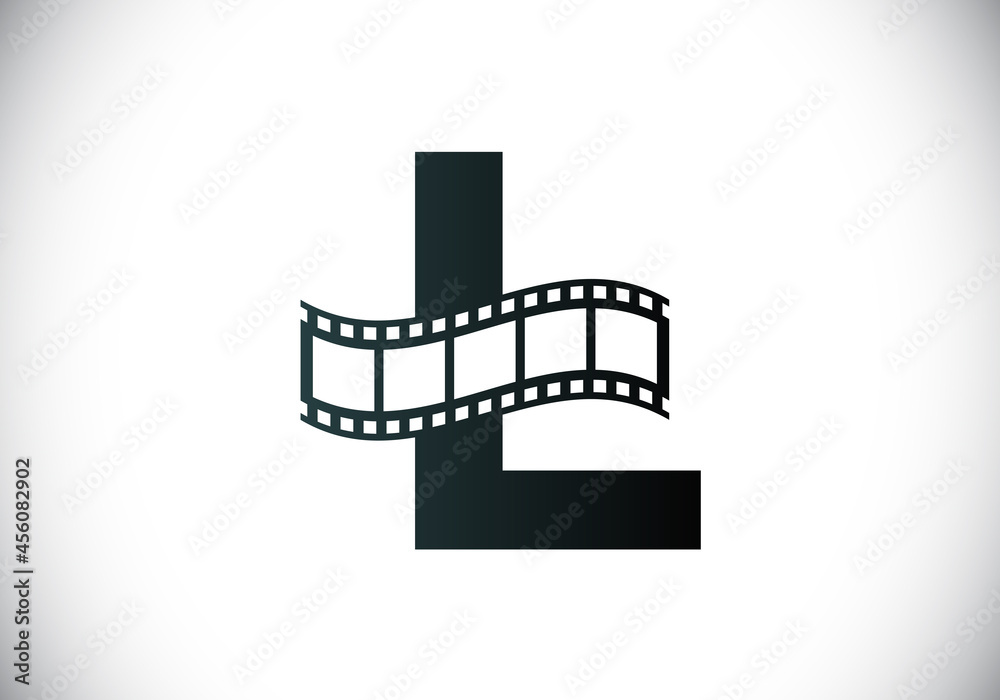 Initial L monogram alphabet incorporated with film reel. Video and ...