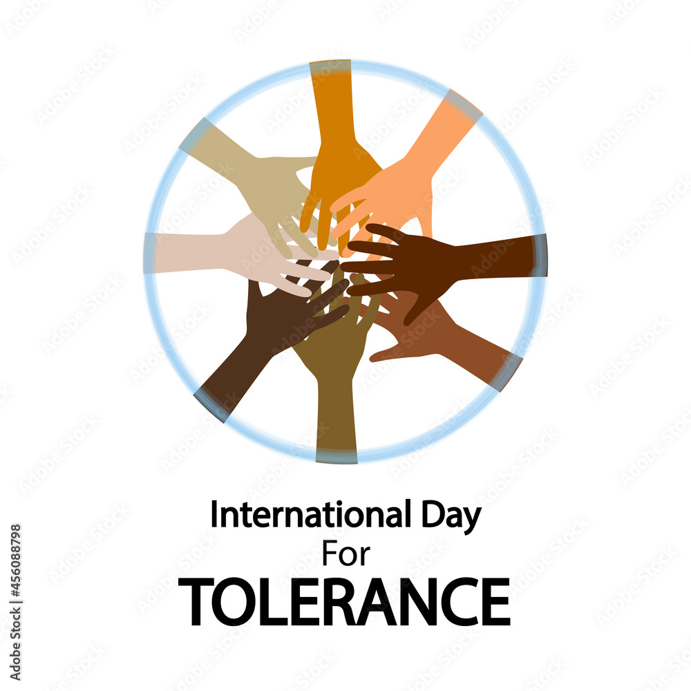 Circle of hands on international day of tolerance, vector art ...