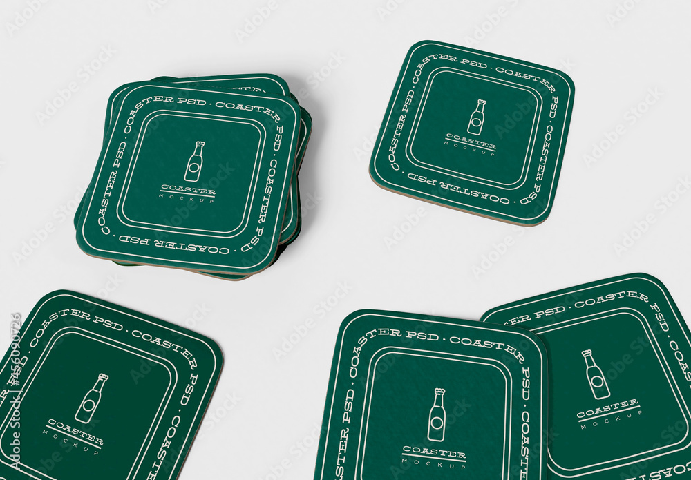 Square Cardboard Coaster Mockup Stock Template | Adobe Stock