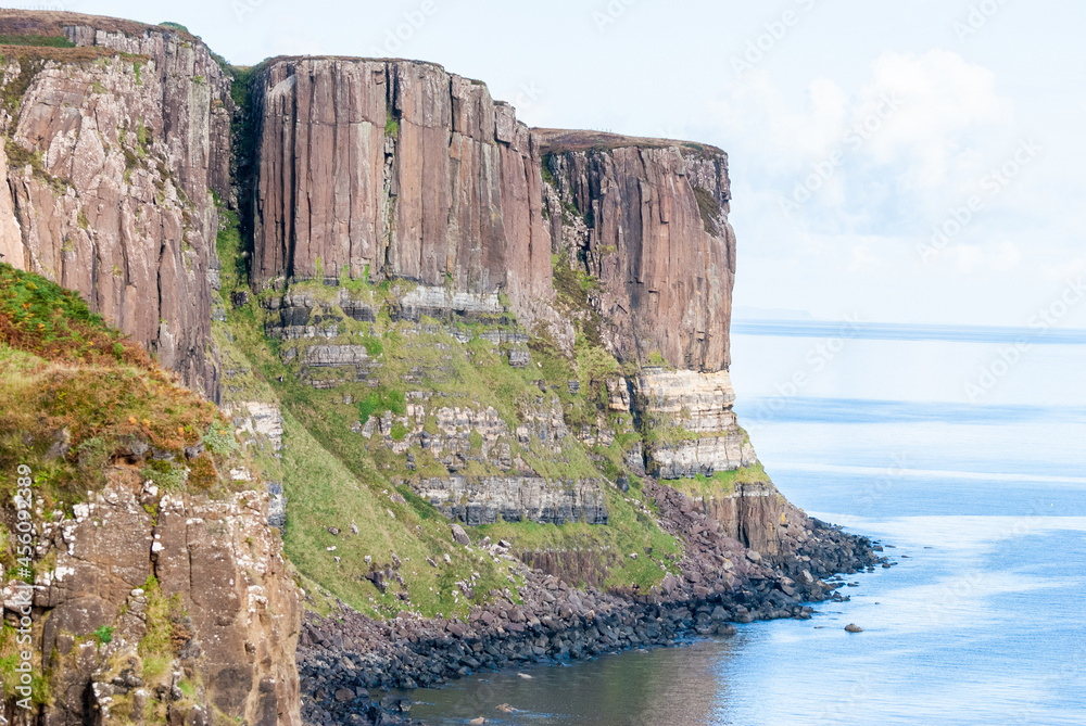 Pillars of the Kilt Rock formation in the Isle of Skye in Scotland ...