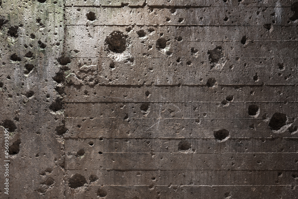 Bunker wall with shell holes / Texture / Background Stock Photo | Adobe ...
