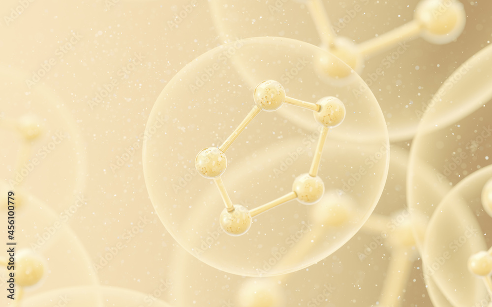 Cell structure with golden background, 3d rendering. Stock Illustration ...