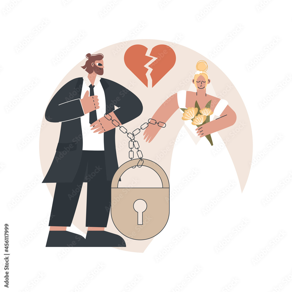 Forced marriage abstract concept vector illustration. Involuntary child ...