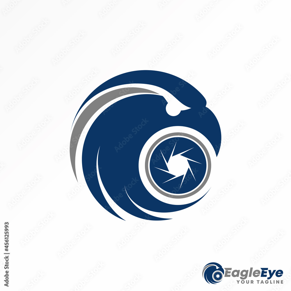 Unique Eagle head and Camera lens in circle image graphic icon logo ...