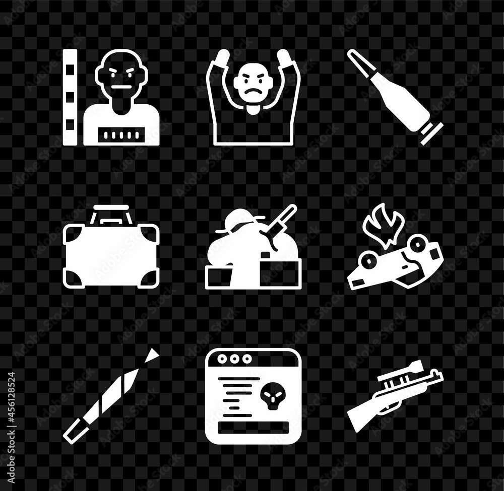 Set Suspect criminal, Thief surrendering hands up, Bullet, Marijuana ...