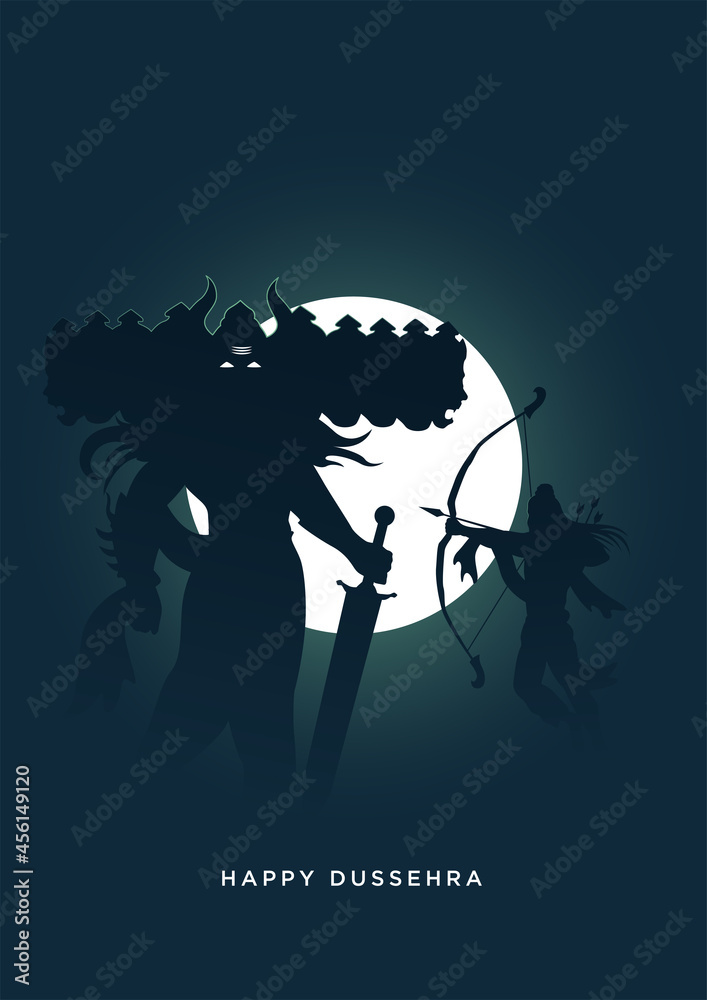 Happy Dussehra Minimal Poster, Ravan Minimal Poster, Ram killing Ravan ...